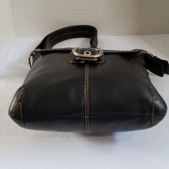 Coach | Bags | Coach Bleecker Duffle Flap Black Leather Crossbody ...
